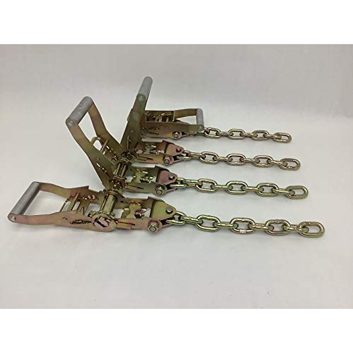 8 Point Kit 18' Heavy Duty TECNIC Strap Kit for Rollback/Flatbed Tie Downs with 12" Chain Tail