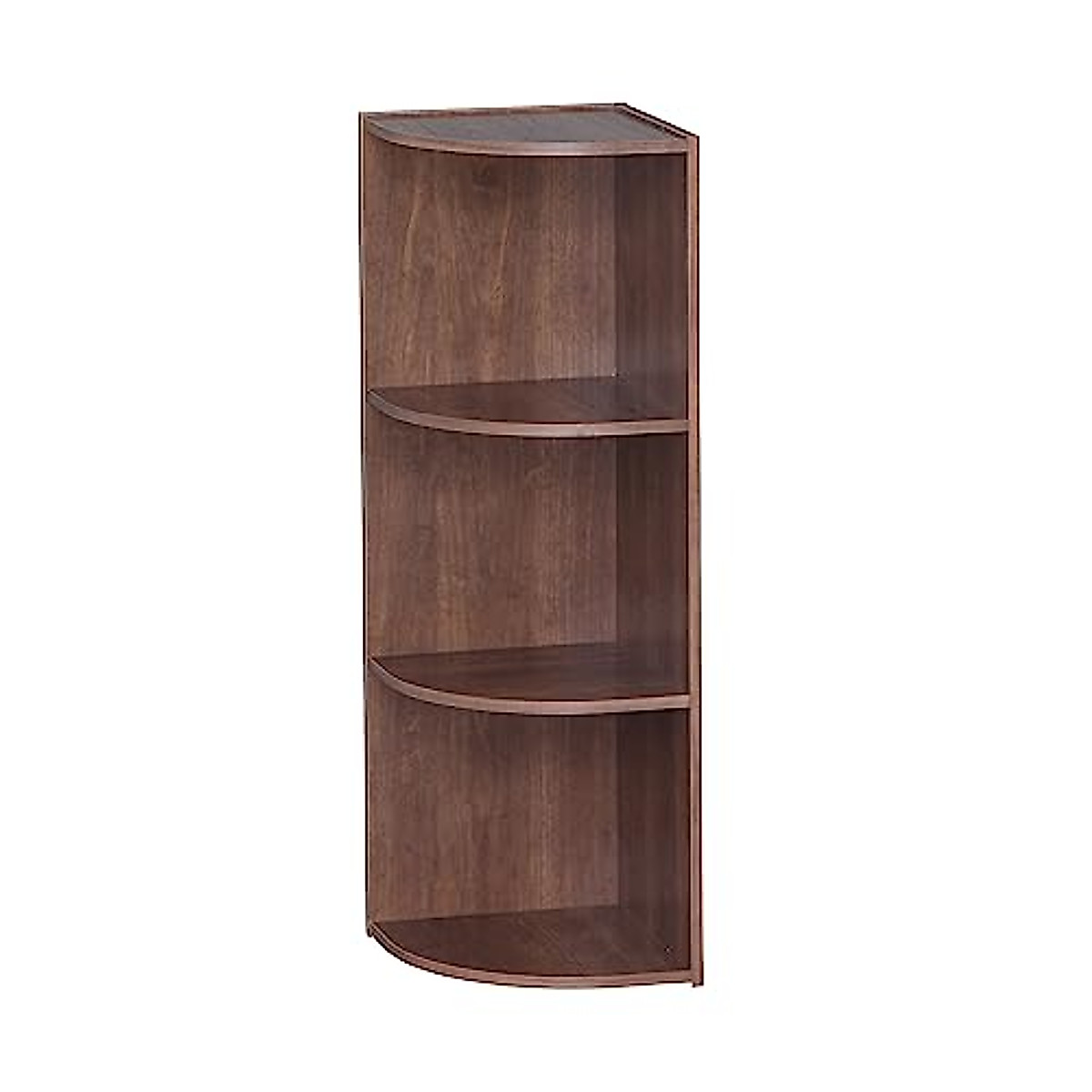 IRIS USA Small Spaces Wood, Bookshelf Storage Shelf, Bookcase, 3-Tier - Corner, Dark Brown
