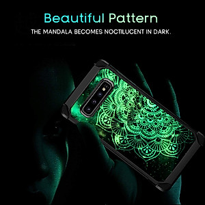BENTOBEN Galaxy S10 Plus Case,Slim Fit Glow in The Dark Shockproof 2 in 1 Hard PC Soft Bumper Dual Layer Hybrid Protective Cover for Samsung Galaxy S10 Plus 6.4" Case, Mandala in Galaxy