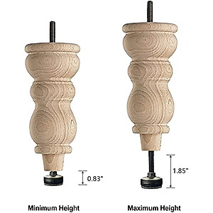 3/8" Threaded Leveling Feet Adjustable Table/Furniture Feet Levelers Screw on Heavy Duty Desk/Chair/Cabinet/Dresser/Bench Leg Leveler Screw in with Threaded Inserts(3/8-16,Large Base,Black,4 Pack)