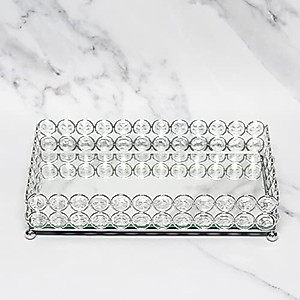 Elegant Designs HG1010-CHR Elipse Crystal Decorative Mirrored Jewelry or Makeup Cosmetic Perfume Vanity Organizer Tray, Chrome