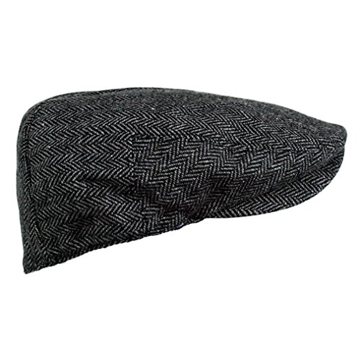 Wonderful Fashion Men's Herringbone Tweed Wool Blend Snap Front Newsboy Hat (DK.Grey, SM)