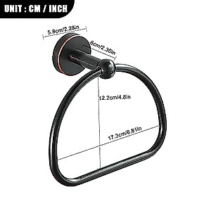 Leyden Bronze Towel Holder, Oil Rubbed Bathroom Towel Ring, Bath Hand Towel Rack Wall Mounted Half Round Farmhouse Rustic ORB