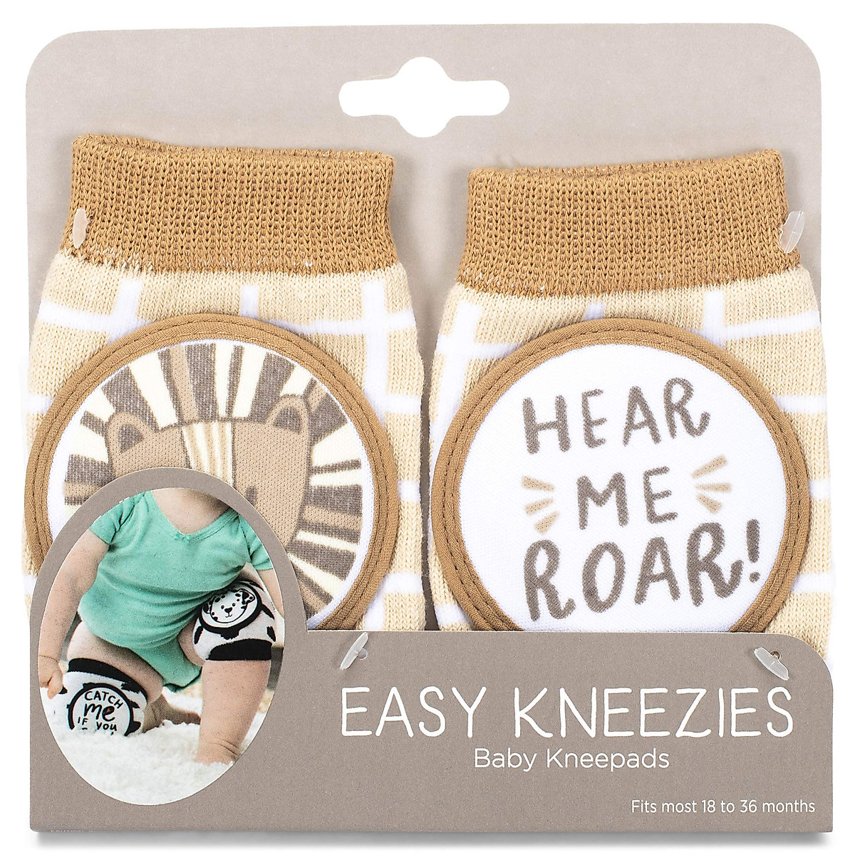 DEMDACO Hear Me Roar Lion Natural Brown One Size Fits Most Cotton Blend Infant Kneezies