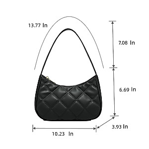 CYHTWSDJ Shoulder Bags for Women, Cute Hobo Tote Handbag Mini Clutch Purse with Zipper Closure (Black LG)