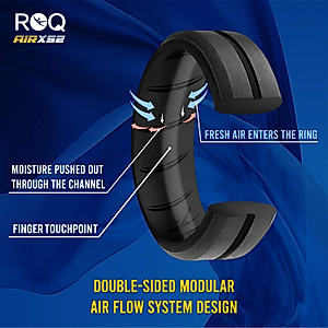 ROQ Silicone Rubber Wedding Ring for Women, Thin Inner Hearts, Breathable Silicone Wedding Band, Anniversary Ring, Promise Ring, 4mm Wide 2mm Thick, Single, Black, Size 7