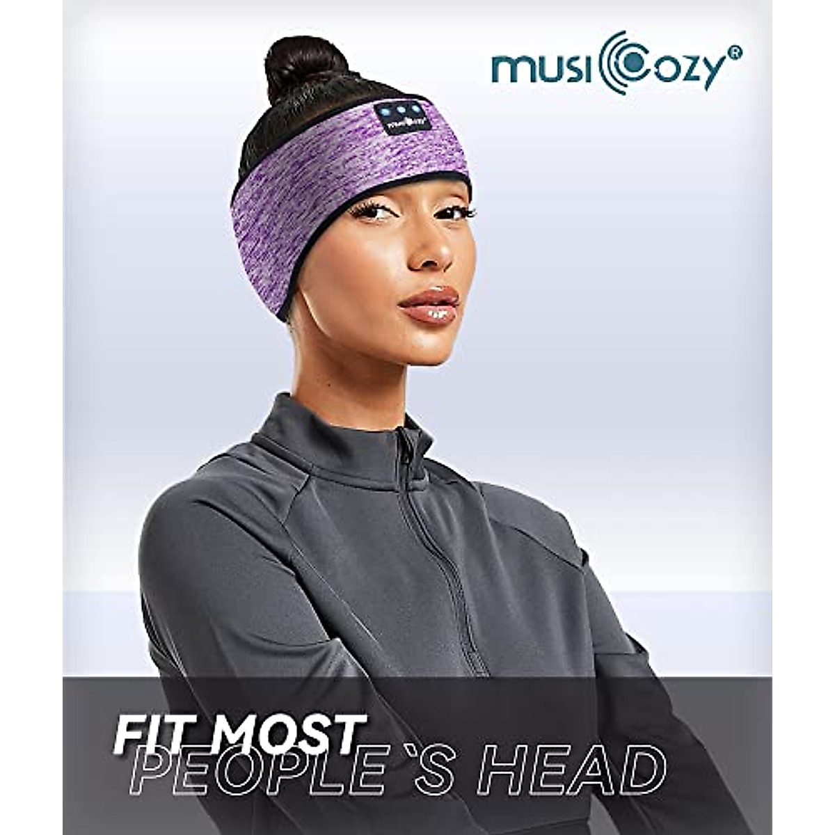 MUSICOZY Bluetooth 5.2 Headband Sleep Headphones Headband Headphones Sports Wireless Music Earphones Eye Mask Earbuds for Side Sleepers Workout Running Travel Yoga Office Mom Women