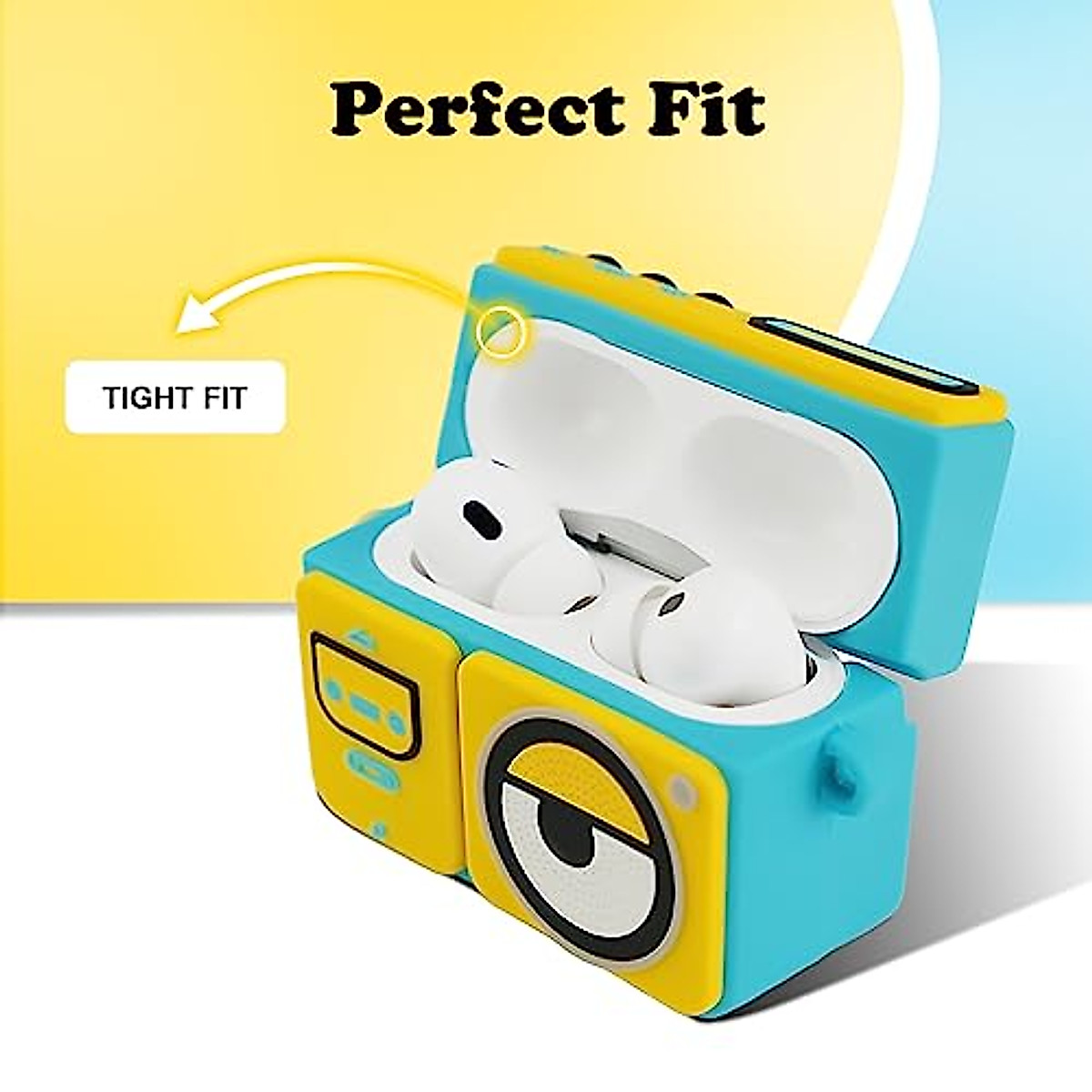 Buewutiry Compatible with Airpods Pro Case - Silicone Yellow Case for Airpod Pro 2nd Generation Case Cover - Funny Case for Airpods Pro 2 Case with Keychain for Men and Women (Yellow)