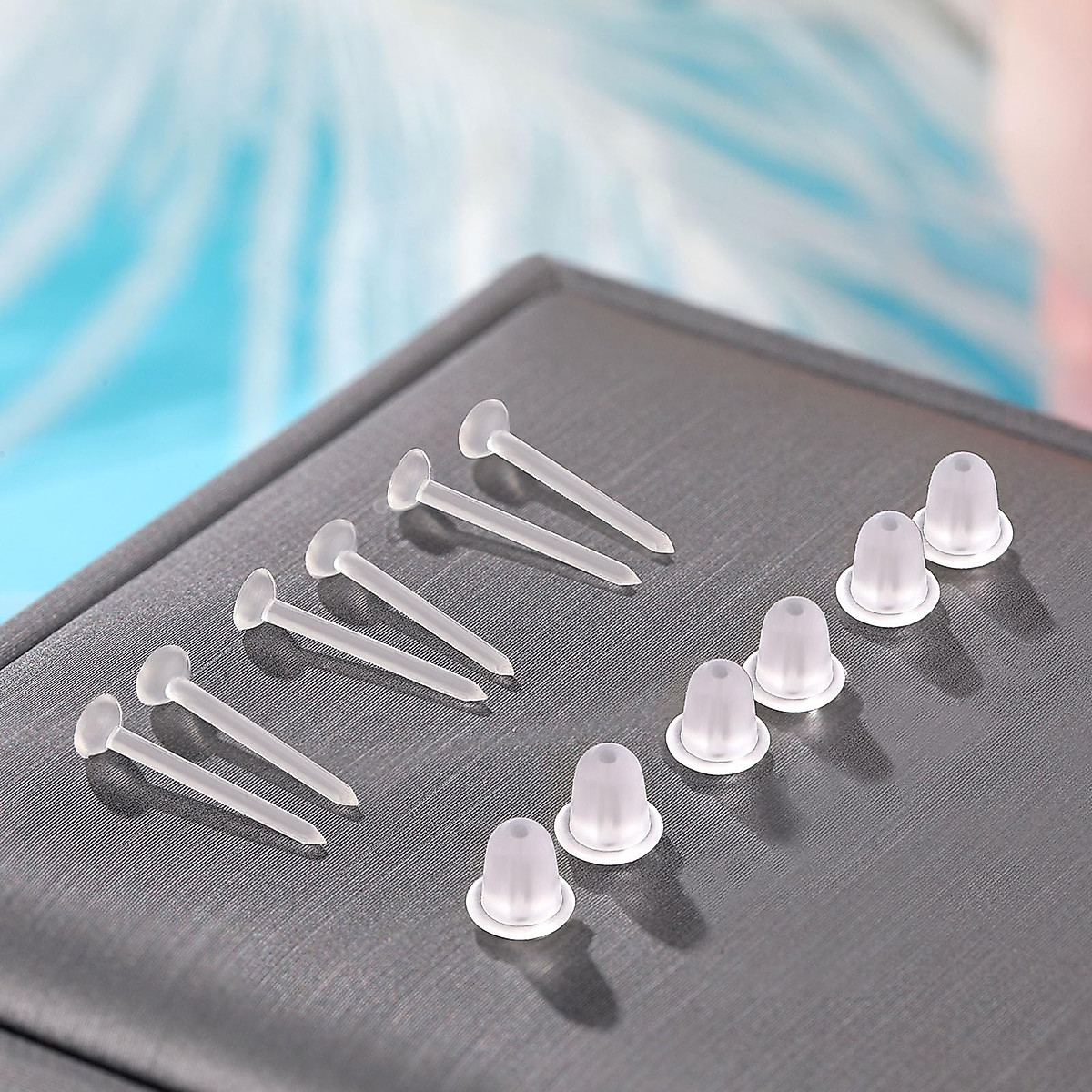 Formulen Clear Earrings Findings Set,3mm Plastic Earrings Findings Set for Sensitive Ears,Clear Earrings Findings Set for Sport