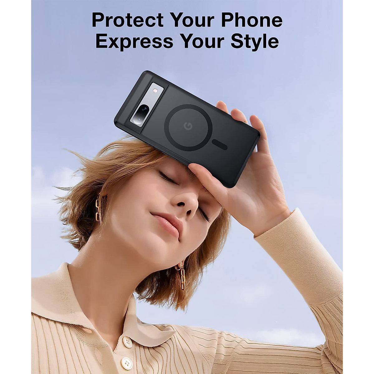 FNDMIL NO.1 Magnetic for Google Pixel 7a Case [Compatible with MagSafe][Anti-Fingerprint][Slim Fit][Military Shockproof] Translucent Matte Hard Back Pixel 7a 5G Phone Cover, Black