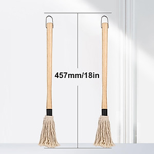 2pcs Grill Basting Mops with 2pcs Extra Replacement Brushes, 18 inch Barbecue Mop Brush BBQ Sauce Basting Mops Oil Brush Basting Mops for Roasting or Grilling, Smoking, Steak