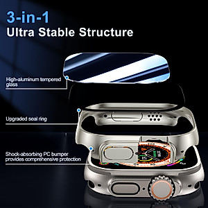 Uyiton 2 Pack for Apple Watch Ultra Privacy Screen Protector Case 49mm, [28Privacy Angle][Touch Sensitive][Not Easy to Break] Tempered Glass Bumper Cover iWatch Ultra Accessories