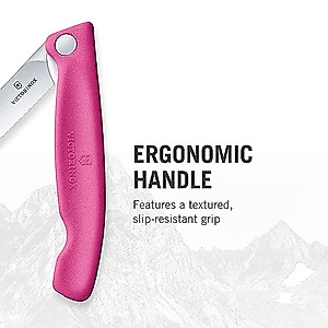 Victorinox Swiss Classic Foldable Paring Knife, Wavy Edge Pink 4.3 in