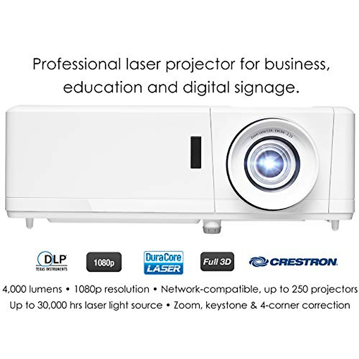 Optoma ZH403 1080p Professional Laser Projector | DuraCore Laser Light Source Up To 30,000 Hours | Crestron Compatible | 4K HDR Input | High Bright 4000 lumens | 2 Year Warranty,White