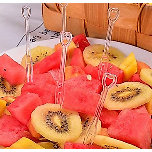 LASSUM 200PCS Disposable Plastic Cocktail Picks Fruit Forks,Forks Bistro Cocktail Forks Tasting Appetizer Forks Set Mini Cake Forks (Clear)