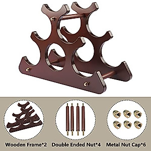 GWENBHMTOOL 6 Bottles Wine Rack Countertop Freestanding Wooden Wine Holder for Reds, Whites Wine Storage Display Shelves
