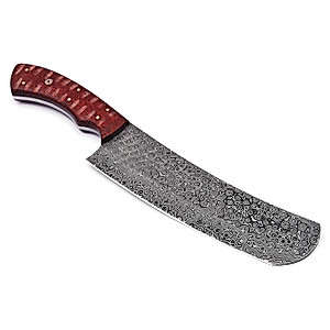 Damascus Steel Meat Cleaver Knife, Chef Knife, Butcher Knife - Multipurpose Sharp Knife, Kitchen Knife For Meat, Vegetable Cleaver & Damascus Cleaver Knife with Micarta Handle & Knife Sheath