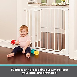 Toddleroo by North States Bright Choice Auto-Close Baby Gate with Door. Pressure Mounted Baby Gate for Doorways, Child Gate Fits Openings 29.75” to 40.5” Wide. (30" Tall, White)