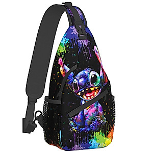 HOCHEPI Cartoon Crossbody Sling Bag Anime Casual Backpack With Keychain Chest Bag Daypack Purses For Women Men Adults Gifts