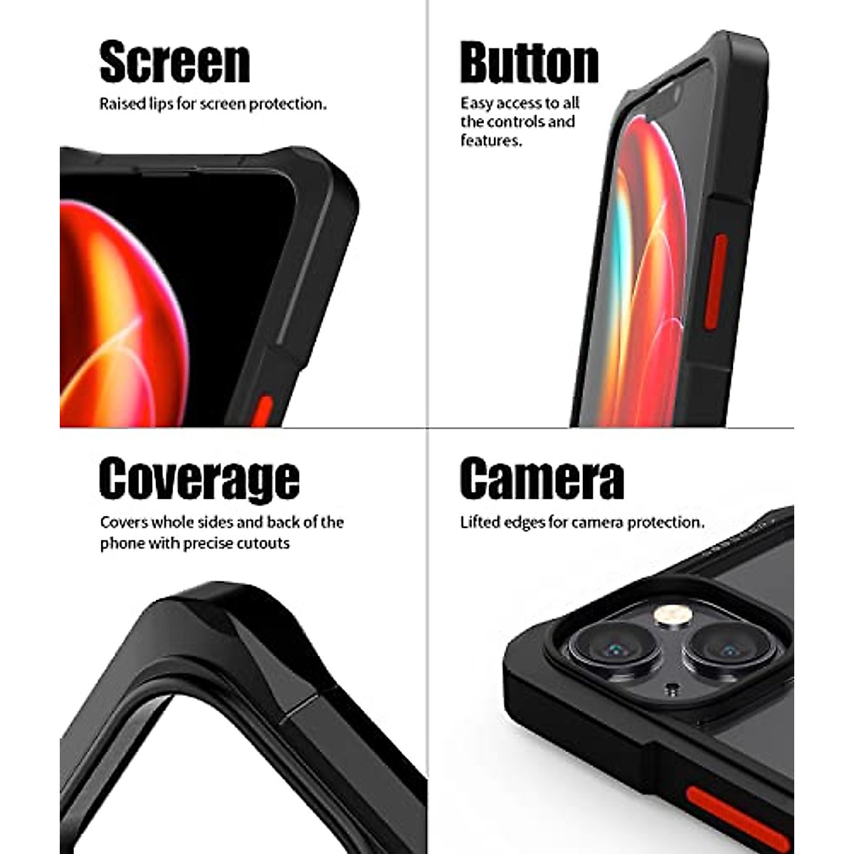 GOOSPERY Z Bumper Crossbody Compatible with iPhone 14 Plus Case [Strap Included] Shock Absorbing Dual Layer Structure TPU Edge Crystal Clear PC with Strap Outdoor Design, Black