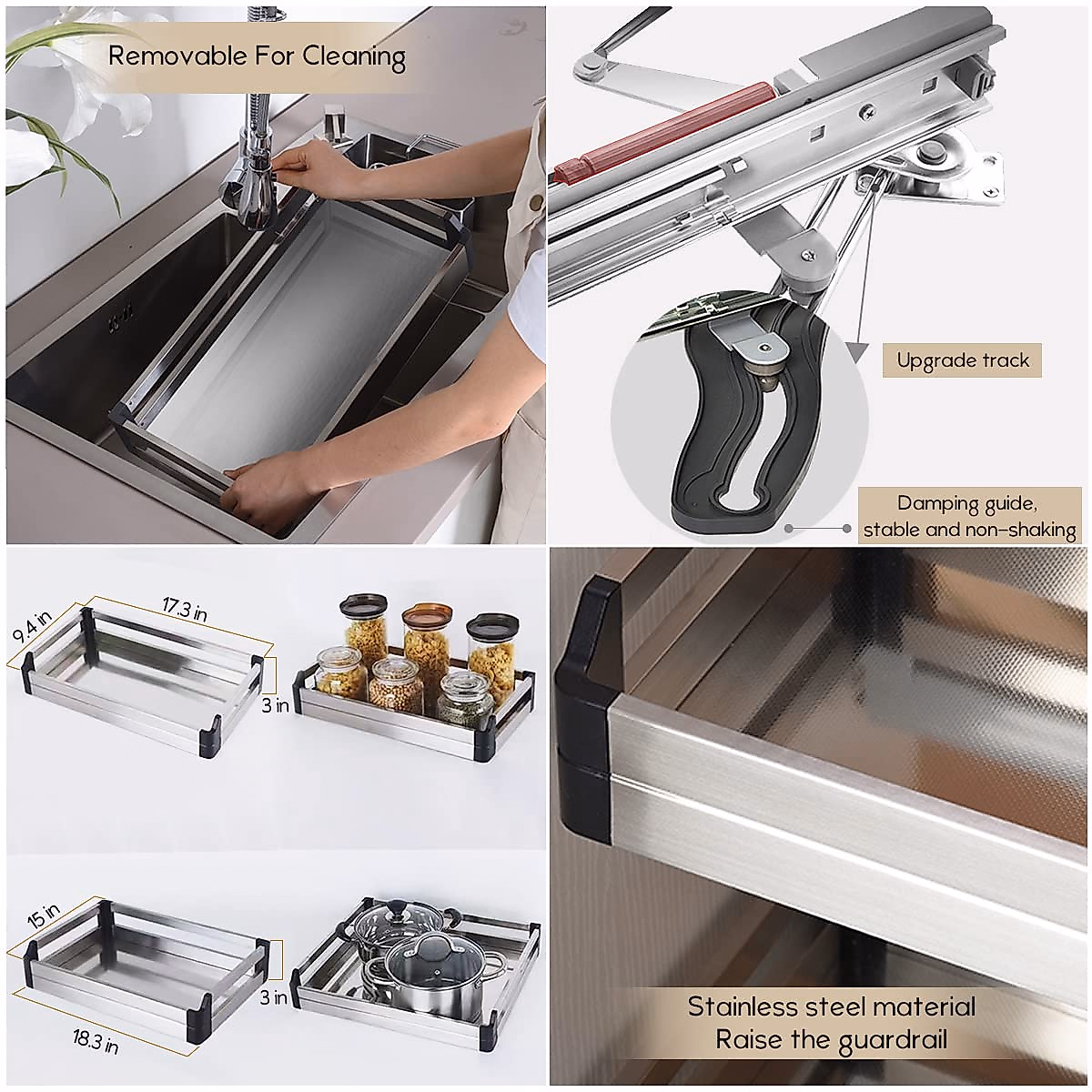 WYJF Blind Corner Cabinet Pull Out 15 Inch Opening,Blind Corner Cabinet Organizer,Corner Optimizer,Chrome Blind Corner Soft Close,Blind Corner Cabinet Pull Out Left Right