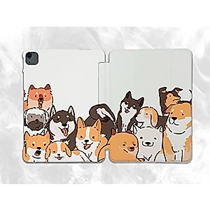 Trendy Cartoon Dogs Kawaii Animals Pets case Compatible with iPad Mini Air Pro 7.9 8.3 9.7 10.2 10.9 11 12.9 inch Pattern Cover 2022 Trifold Stand 3 4 5 6 7 8 9 Generation (10.2" 7/8/9 gen)