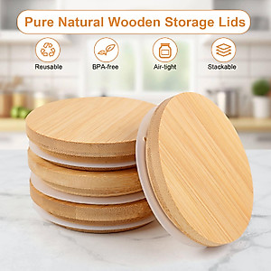 Mason Jar Lids for Wide Mouth, Storage Canning Jar Lids Ball Jars Bamboo Wooden Lids, Reusable Wooden Storage Lids, Wide Mouth Canning Jar Lids, 4-pack