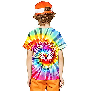 LAIDIPAS Boys Girls T-Shirt Kid Funny 3D Colorful Tee Shirts Animal Design Short Sleeve Top Tee Size 8-10 Years
