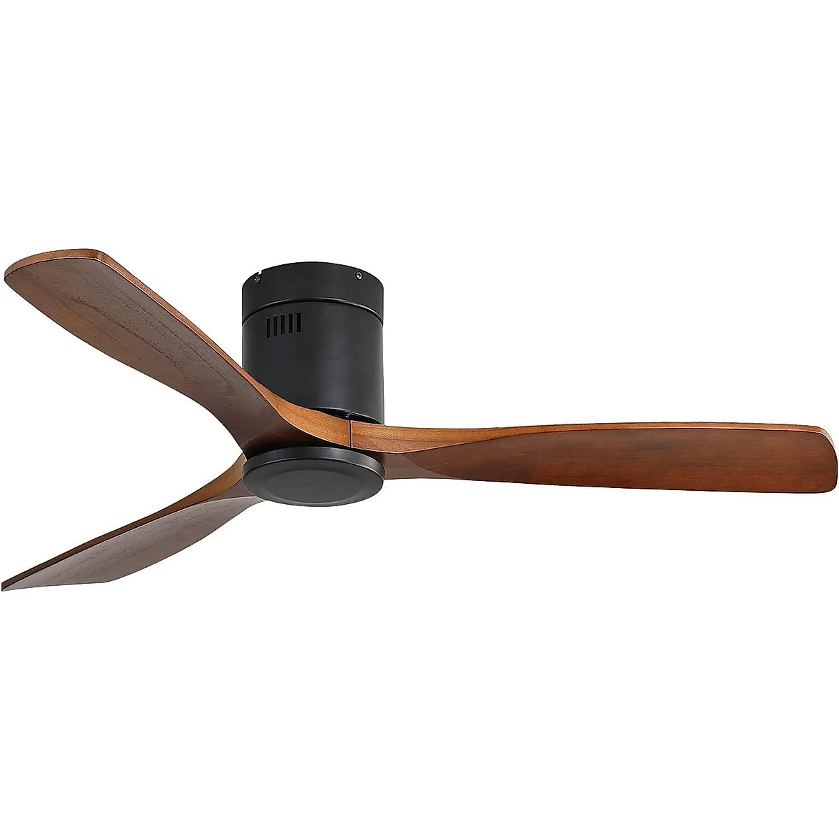 CACI Mall 52 Inch Ceiling Fan with Remote Control, Low Profile Flush Mount Ceiling Fan without Light, 3 Walnut Wood Ceiling Fan No Light, Noiseless Reversible ETL DC Motor with Timer