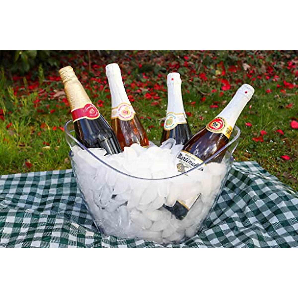 Globull Large Ice Bucket for Cocktail Bar | Mimosa Bar Supplies Ice Tub Champagne Bucket | Ice Buckets for parties | Wine chiller beverage Tub | Clear Ice Bucket for Freezer | Holds 4 Wine bottles 8L