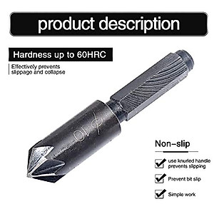 HOHXEN 1/4'' Hex Shank HSS 7 Flute Woodworking Countersink Drill Bit Set 82 Degree Chamfer Countersink Bit Carpentry Reamer 10mm/13mm