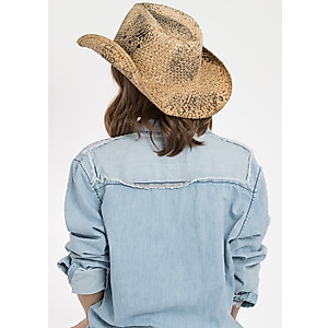 Peter Grimm Drifter Hats, Woven Straw Hat Unisex, Cowboy & Cowgirl (Black, Maverick)