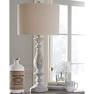 Signature Design by Ashley Bernadate Vintage Cottage Table Lamp, 2 Count, 31", Whitewash