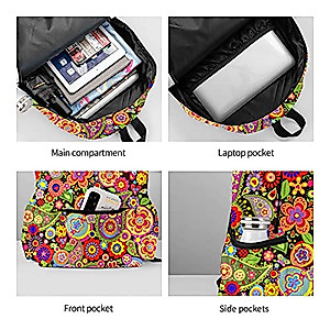 FeHuew 17 Inch Backpack Colorful Seamless Paisley Laptop Backpack School Bookbag Shoulder Bag Casual Daypack