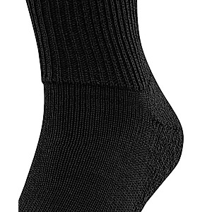FALKE Unisex Walkie Ergo Socks, Crew Length, Thick Sole, Hiking Sock, Breathable, Moisture-Wicking, Merino Wool, Black (Black 3000), 12.5-13.5, 1 Pair