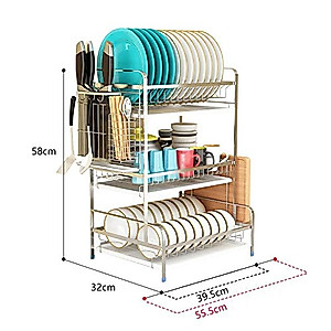 PDGJG 3 Layer Stainless Steel Cutlery Storage Shelf Dish Rack Kitchen Drain Storage Knife Chopping Board Holder Home Supplies