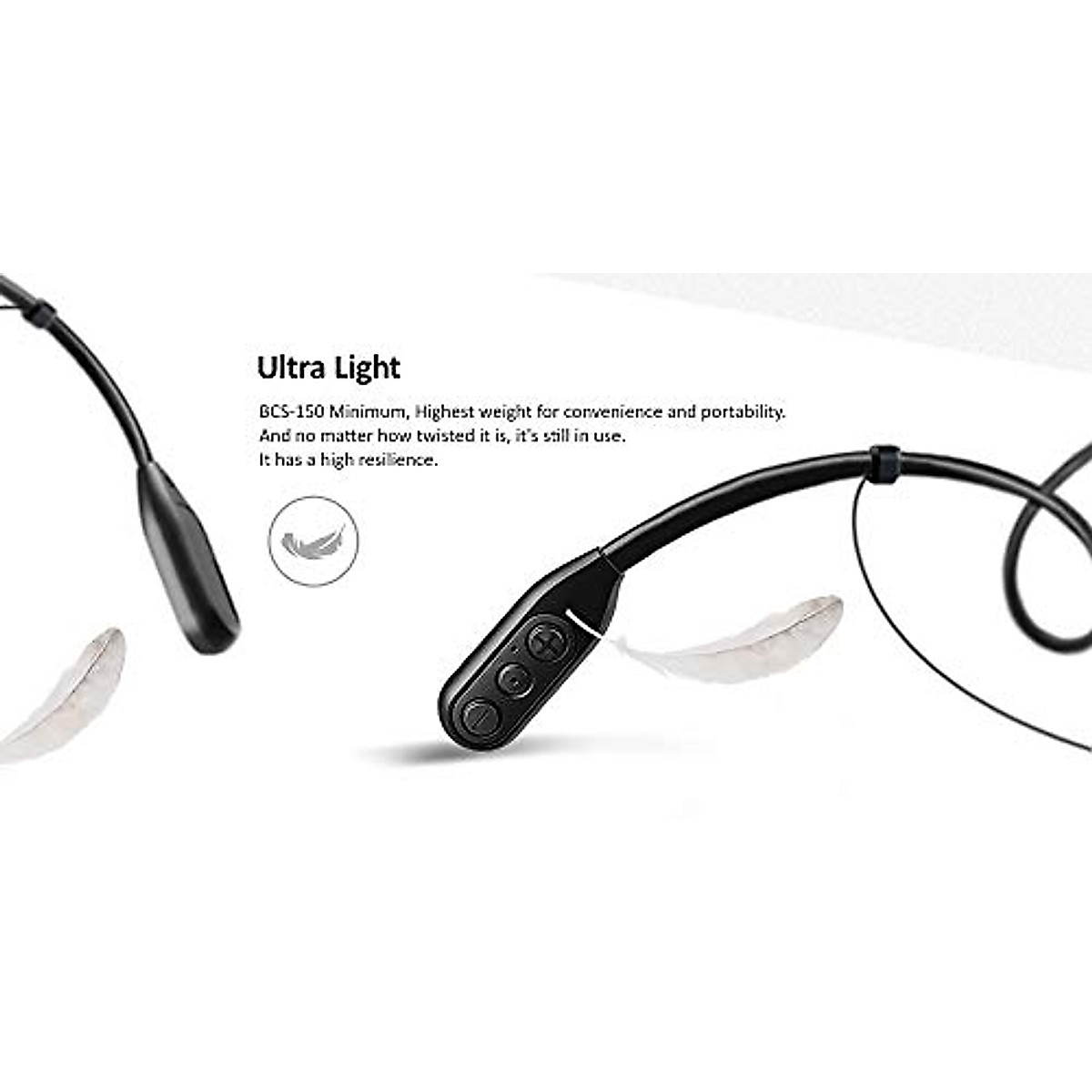 EXFIT BCS-150 | Wireless Bluetooth Headphones Neckbands with Clear Calls, Powerful Bass, Noise Reduction for Home Office, Video Conference (Black)