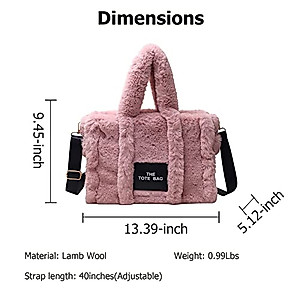 Tote Bags for Women Fluffy Tote Bag Plush Tote Purse Crossbody/Handbag (Pink)