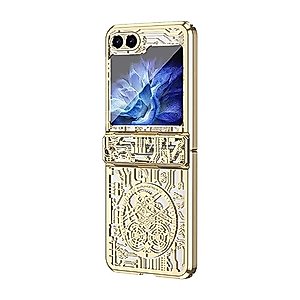 Phone Case Slim Case Compatible with Samsung Galaxy Z Flip 5 with Hinge+Camera Lens Protector,Thin Hard PC Case Fashion Protective Case for Galaxy Z Flip 5 Rugged Electroplating Cover phone protector