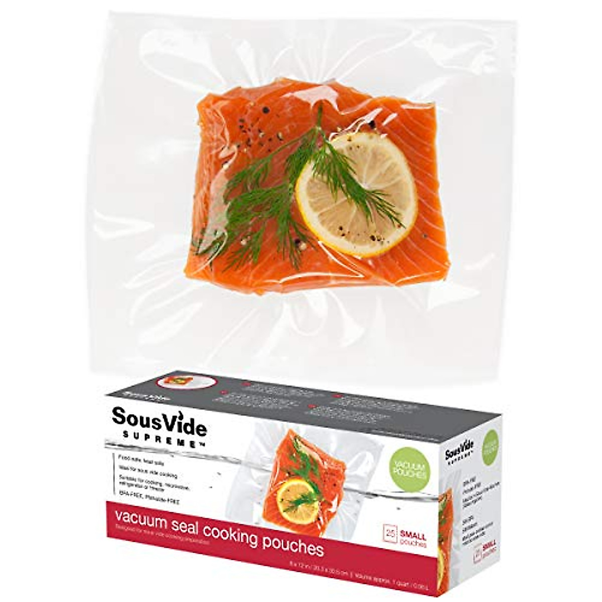 SousVide Supreme Vacuum Seal Cooking Pouches, 8x12 inches,1 Quart, 25 Pouches