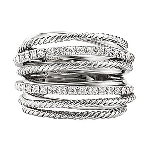 Stacking Ring Set Engagement Round Cut Zircons Women Wedding Rings Jewelry Rings for Woman Full Diamond Ladies Ring Adjustable Heart Ring (White, 9)