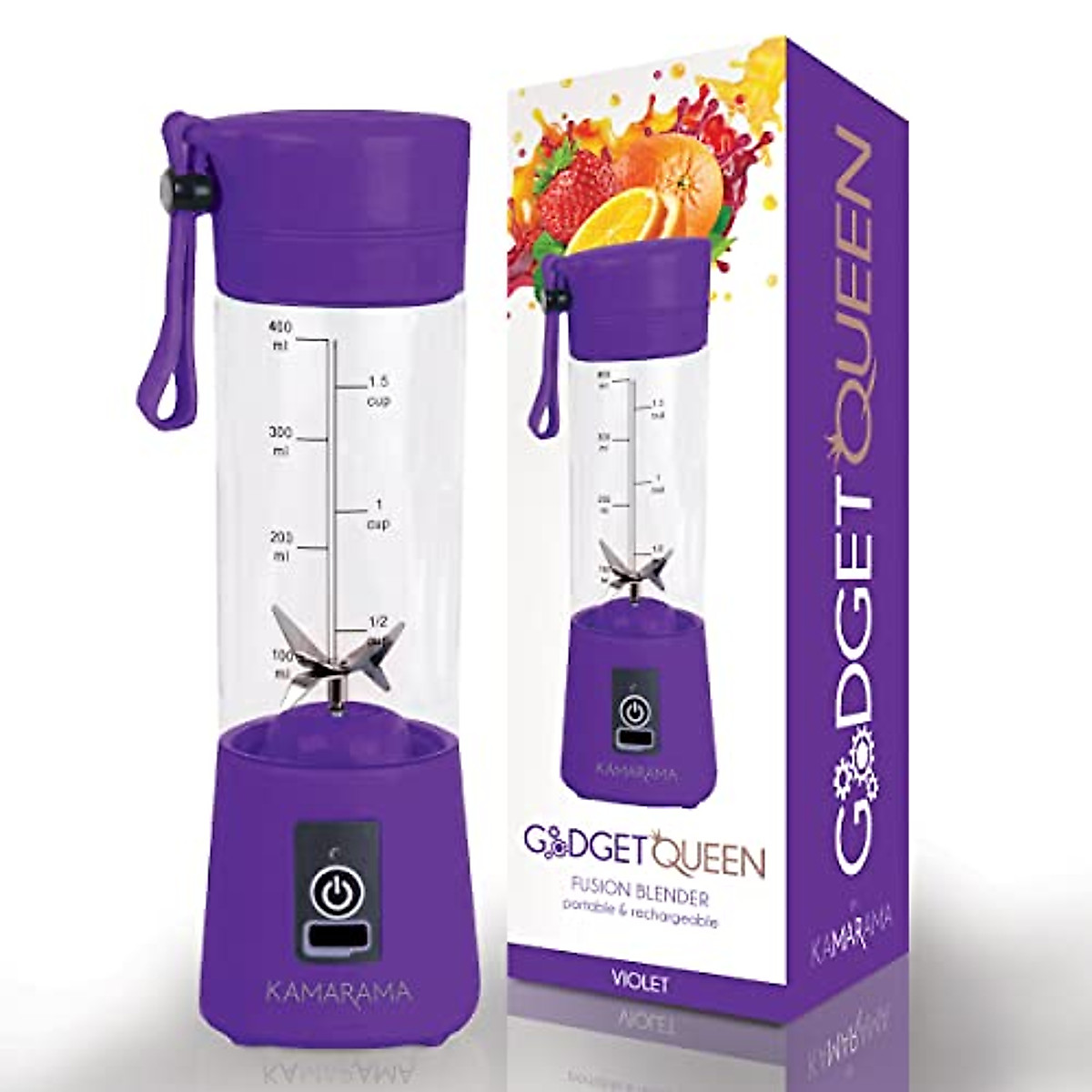 Portable Blender for Shakes and Smoothies – Rechargeable 15.5-Oz Fusion Blender & Portable Juicer Comes with Carry Strap, USB Cable, 2 Reusable Straws, 1 Straw Cleaner & 1 Bottle Cleaner, (Violet Purple)