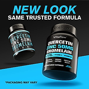 𝗪𝗜𝗡𝗡𝗘𝗥 Quercetin 500mg Supplement with Bromelain, Vitamin C, Zinc 50mg, & Vitamin D3 5000 IU - for Anti Inflammation, Immune Response, and Overall Health - 5 in 1 Immunity Health Supplement