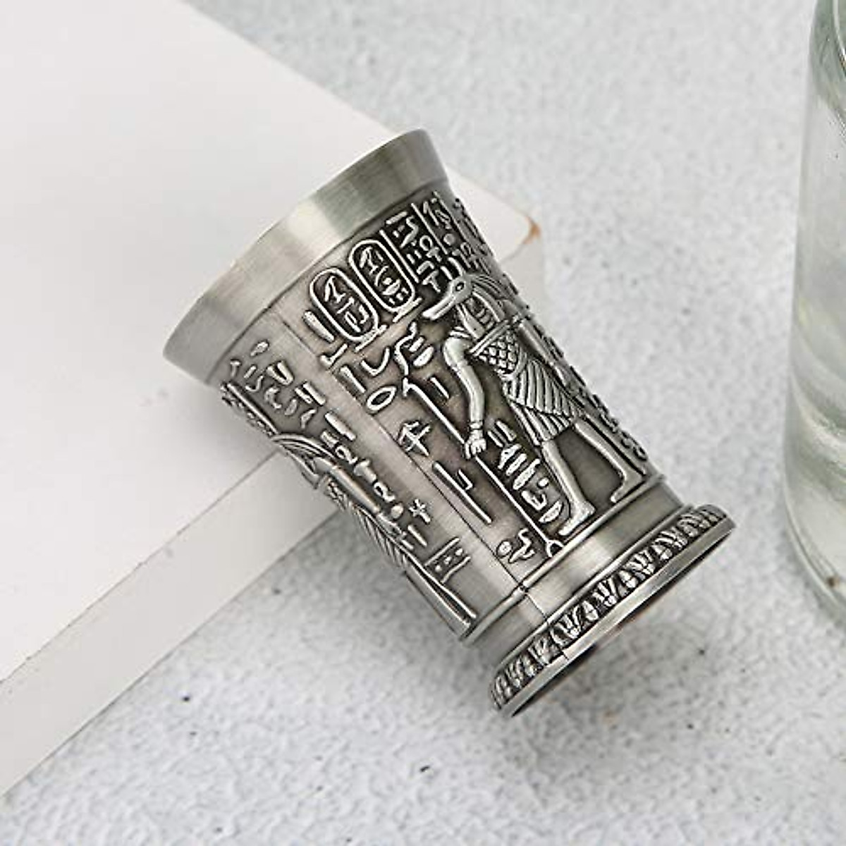 Mini Shot, Hand Embossed Elegant Vintage Unique Refined Whiskey Shot Glass for Bar(Ancient tin)