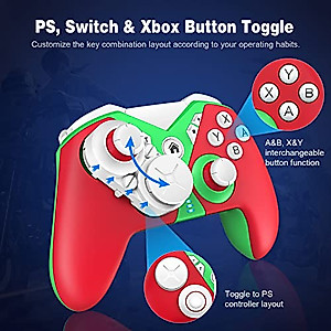 Wireless Controller, Switch Pro Controller for Switch/PC Games/iOS & Android Phone with Macro, Precision Shooting, Turbo, Vibration, Motion Control, One-Key Wake up, 2 Gear Trigger Adjustable