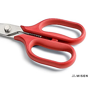 Misen Kitchen Scissors - Multipurpose Kitchen Shears - Heavy Duty Food Scissors - Dishwasher Safe Meat Scissors, Red