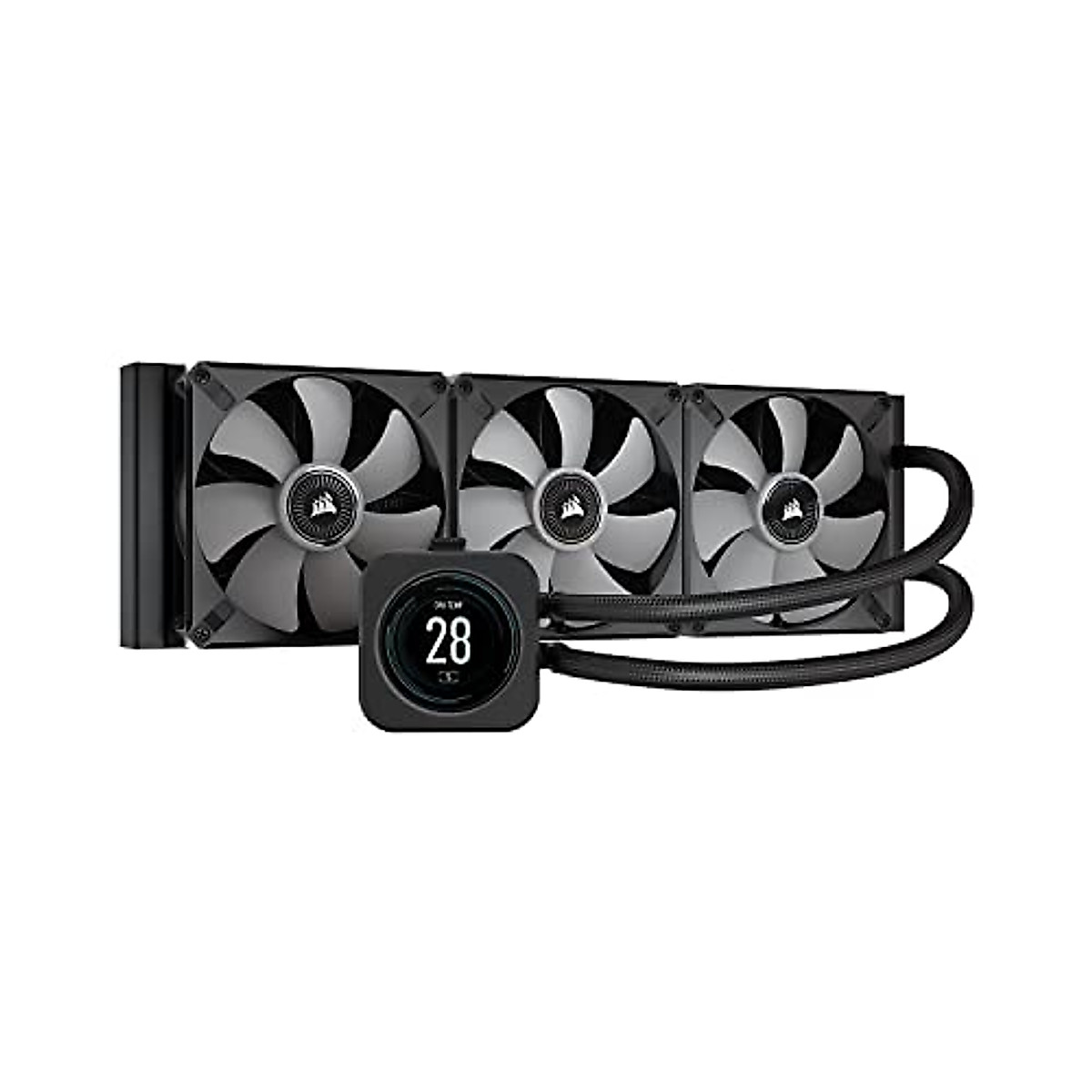 CORSAIR iCUE H150i ELITE LCD Display Liquid CPU Cooler-Custom IPS LCD Screen-48 Dynamic RGB LEDs-120mm Fans-360mm Radiator-COMMANDER CORE Smart Lighting Controller