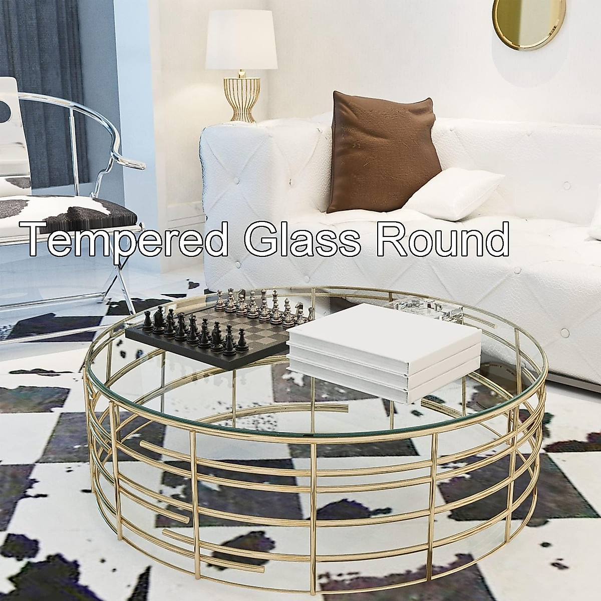 SAGIDAR Round Tempered Glass,Tempered Glass Round Table Top, Clear Glass High Gloss, Round Table Glass Top, Kitchen Dining Table Top, Tempered Glass Top, 15IN 24IN 30IN 35IN 40IN