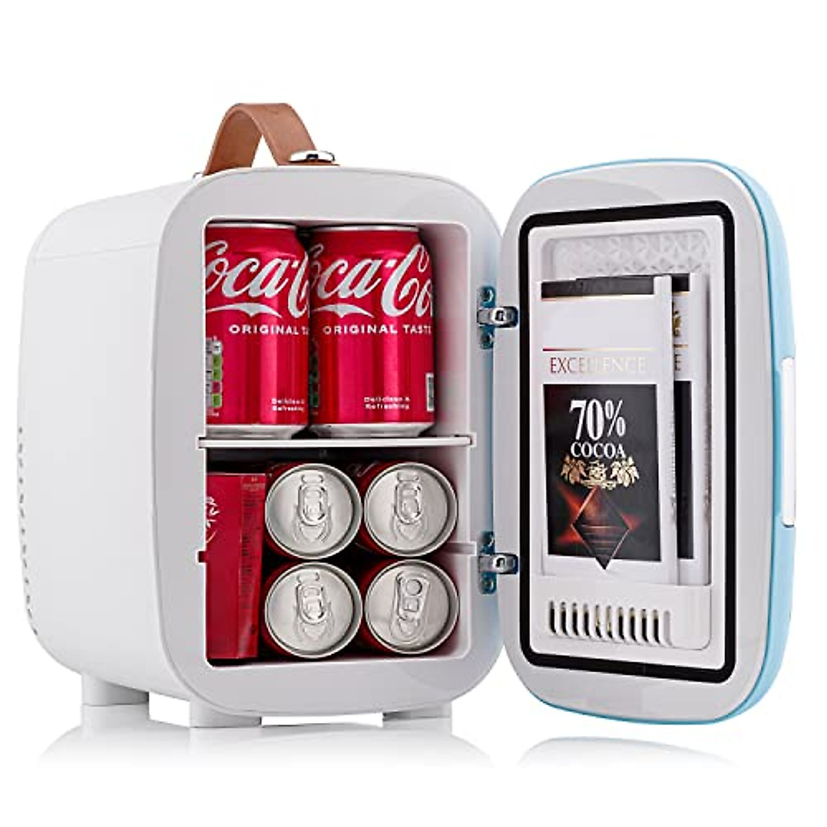Subcold Pro4 Luxury Mini Fridge Cooler 4 Litre / 6 Cans AC & Exclusive USB ECO Power Option | Portable Small Refrigerator For The Office, Bedroom, Car, Travel, Skincare & Cosmetic (Blue)
