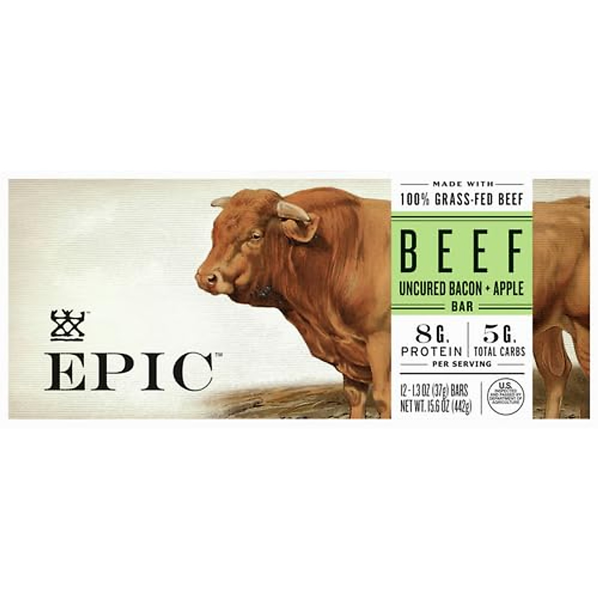 Epic Beef Apple Bacon Bars, Whole30, Paleo Friendly, 12 ct